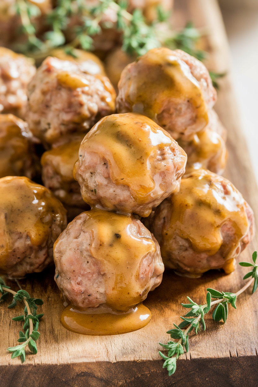Maple Dijon Glazed Turkey Meatballs - Shortcut To Delicious
