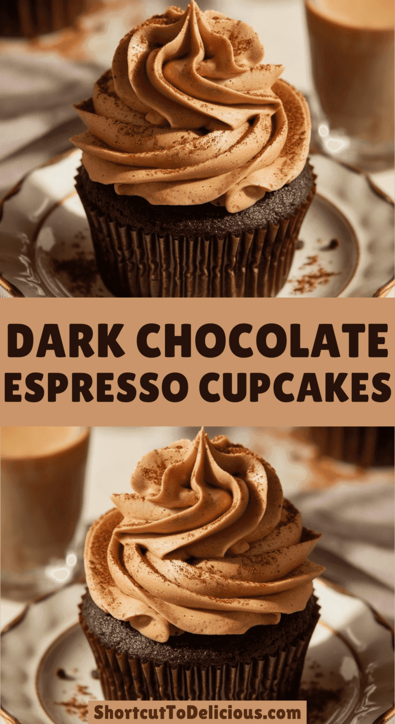 Dark Chocolate Espresso Cupcakes with Mocha Frosting - Shortcut To Delicious
